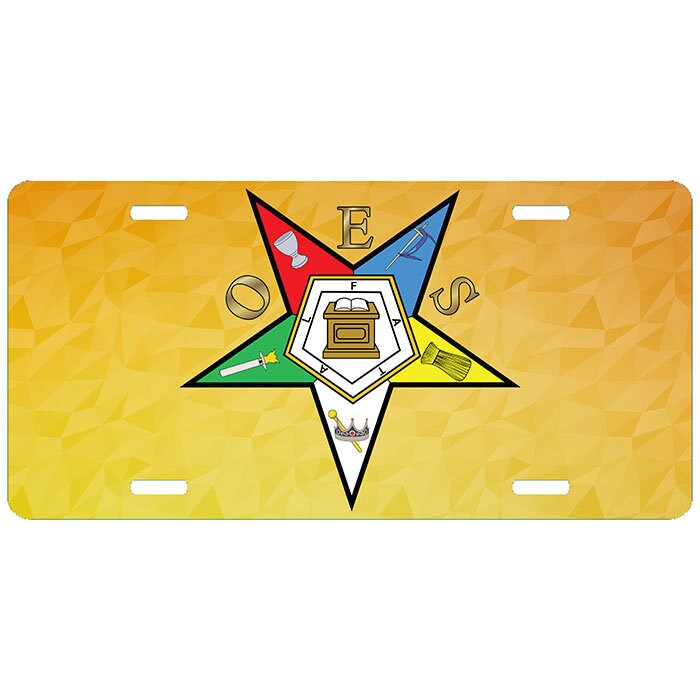 Order of the Eastern Star Yellow Back License Plate OES Masonic Tag ...