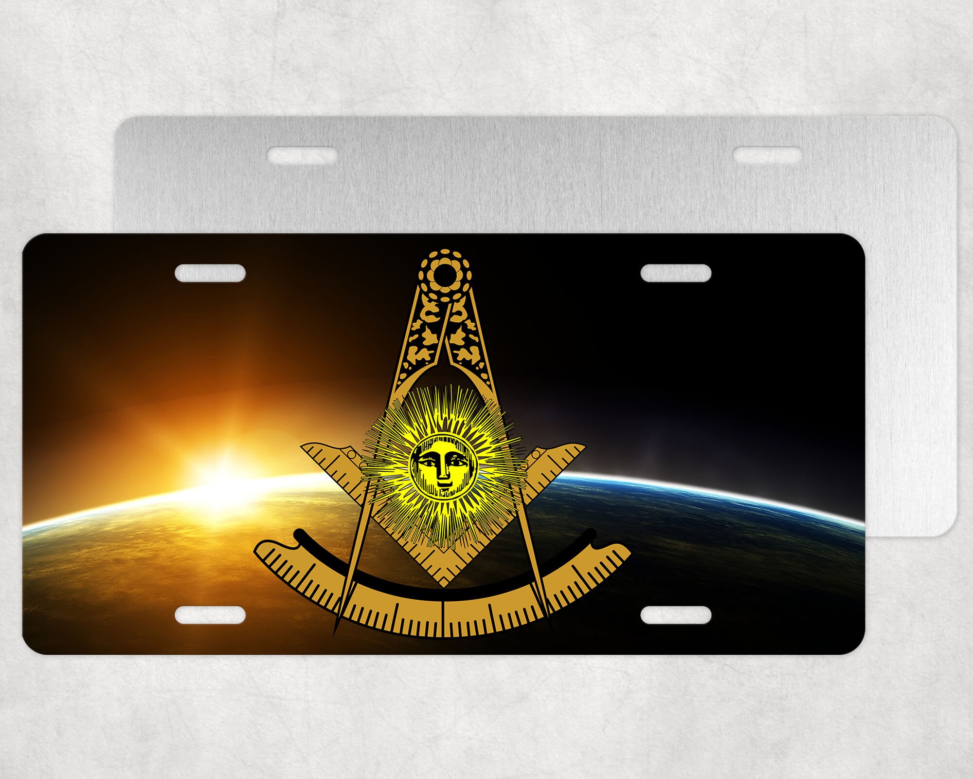Past Master Sun Earth License Plate Masonic Freemasonry Truck Auto Car ...