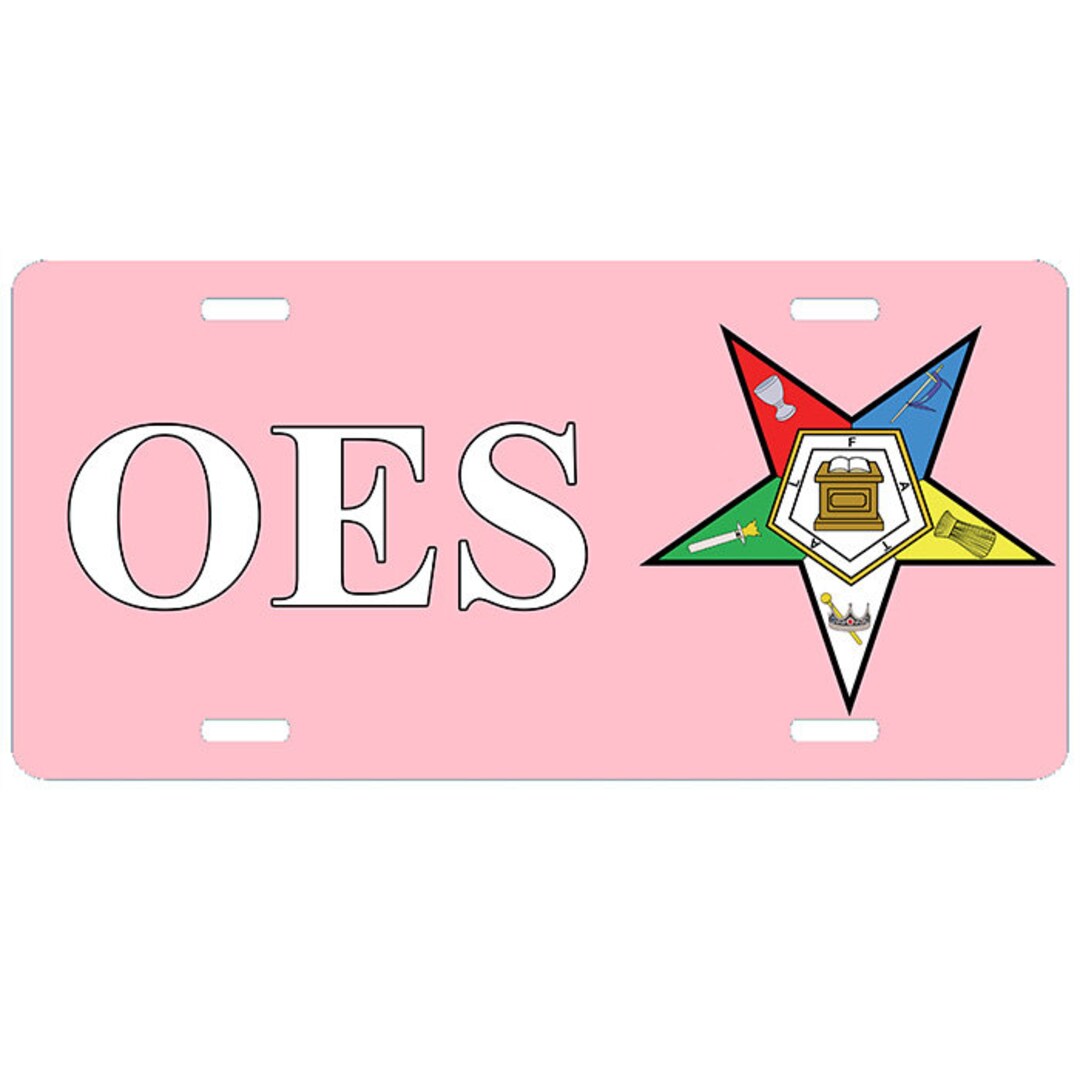 Pink OES License Plate Tag Order of the Eastern Star Truck Auto Car ...