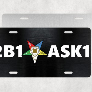 2B1 ASK1 OES License Plate Order of the Eastern Star Auto Car - Etsy