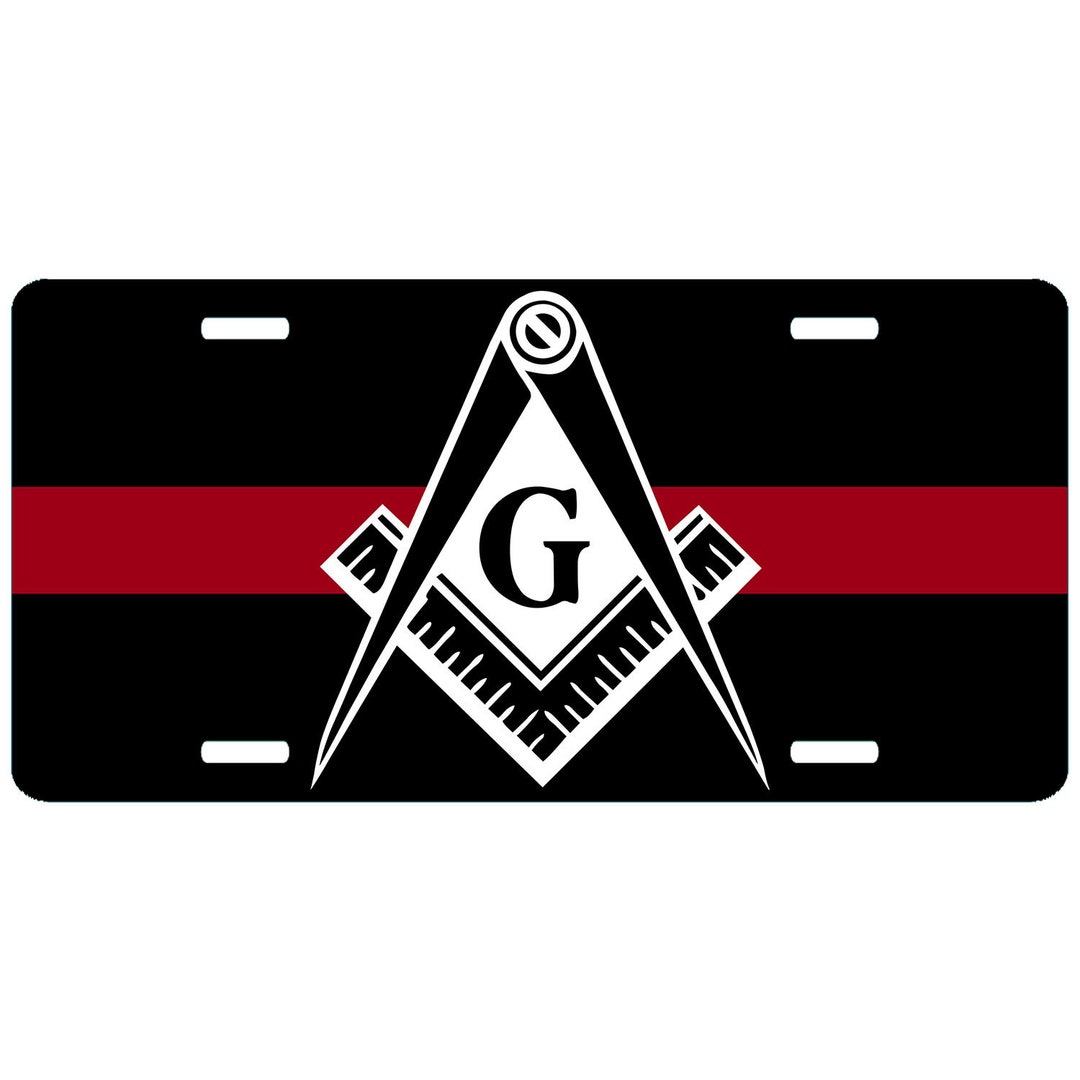 Masonic Firefighter Thin Red Line License Plate Mason Auto Car Tag ...
