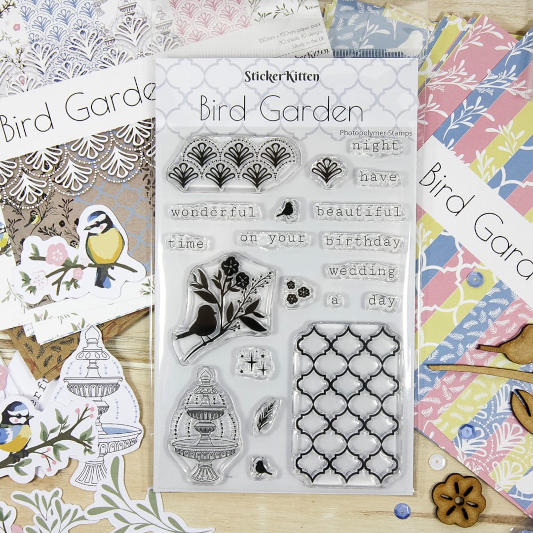 Bird Garden Stamps – Stickerkitten Clear Photopolymer Stamp Set (bird ...