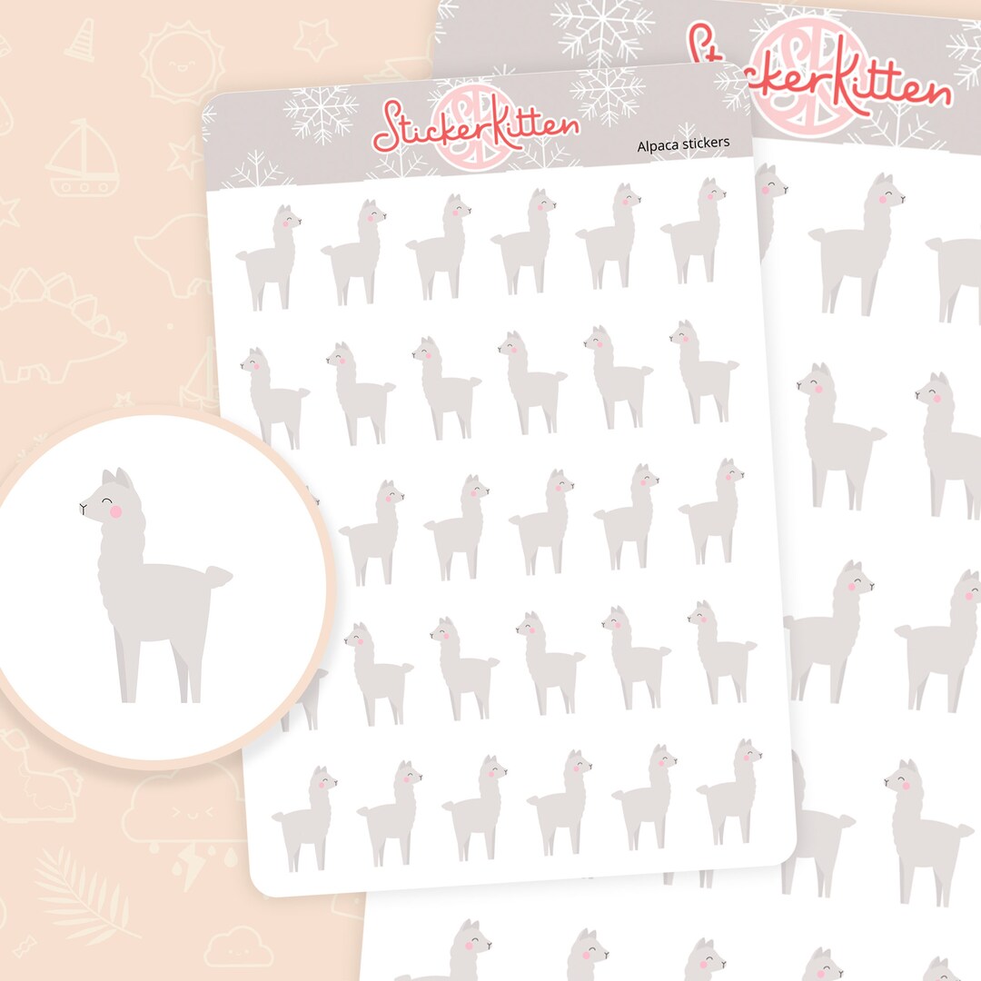 Alpaca Stickers - Cute Llama Planner Stickers by Stickerkitten UK - Etsy