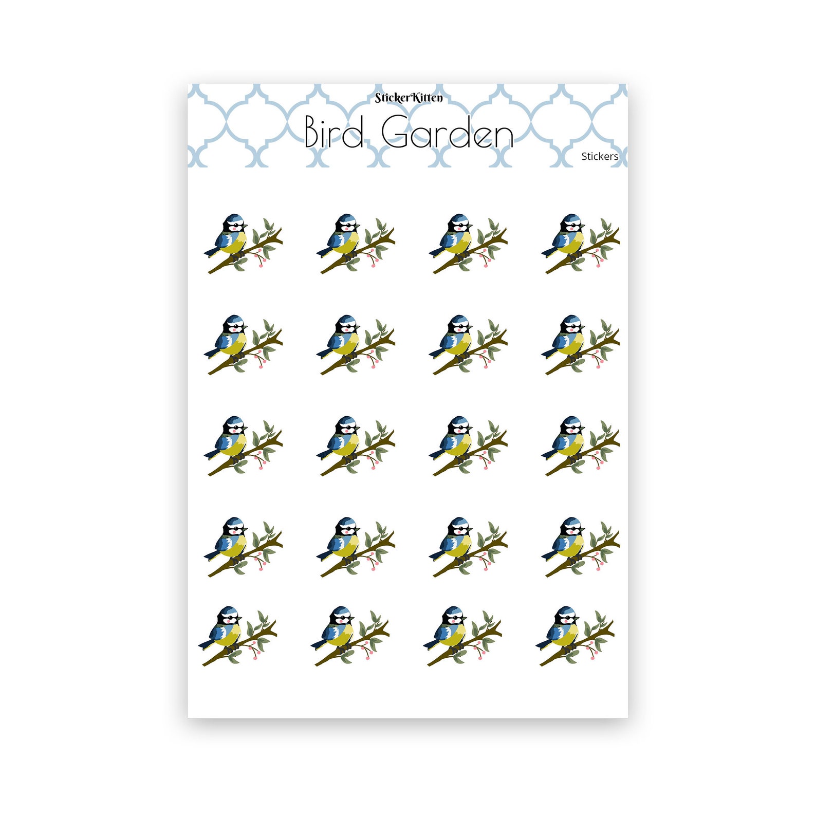 Cute Bird Stickers – Stickerkitten Bird Garden Blue Tit Planner ...