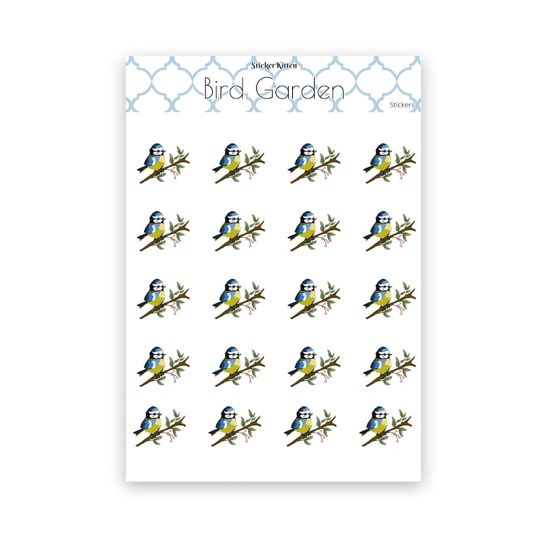 Cute Bird Stickers Stickerkitten Bird Garden Blue Tit - Etsy