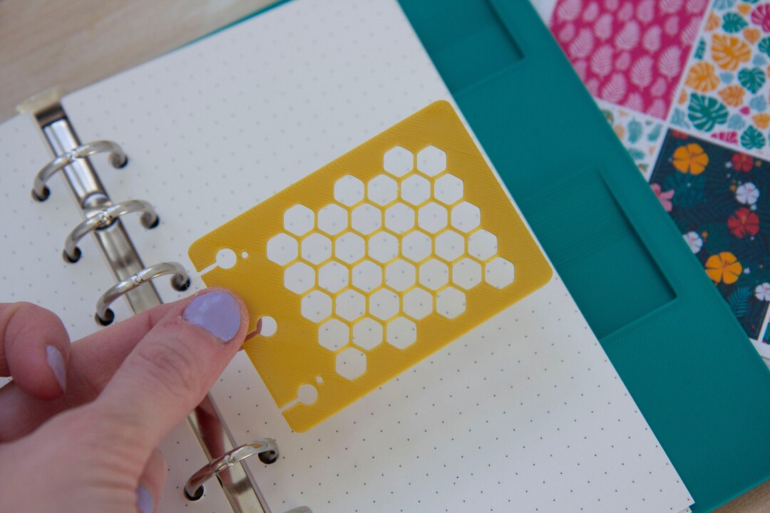Mini Planner Stencil - Hexagon Grid Bullet Style Journal Stencil - 3D ...