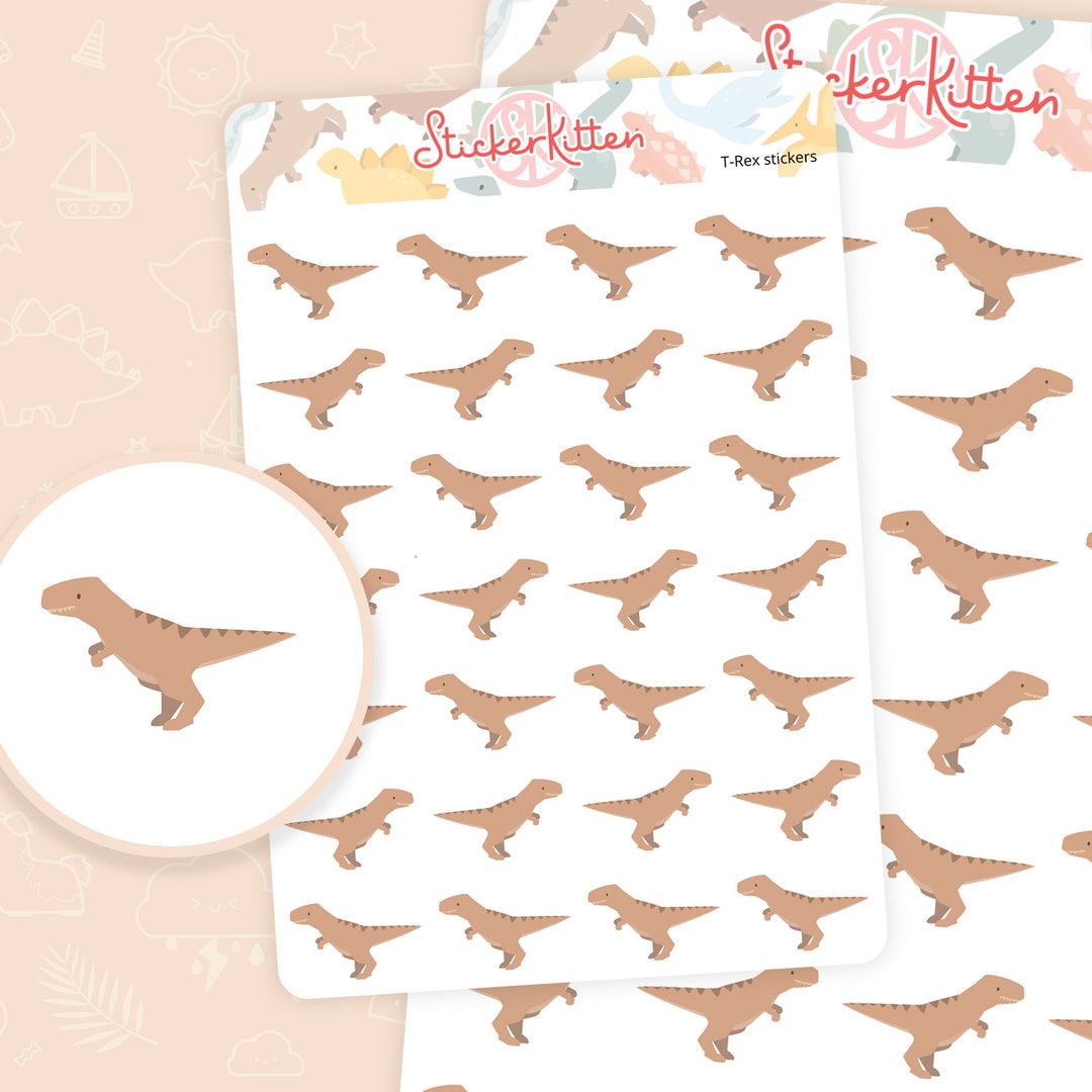 T-rex Stickers - Cute Tyrannosaurus Dinosaur Planner Stickers by ...
