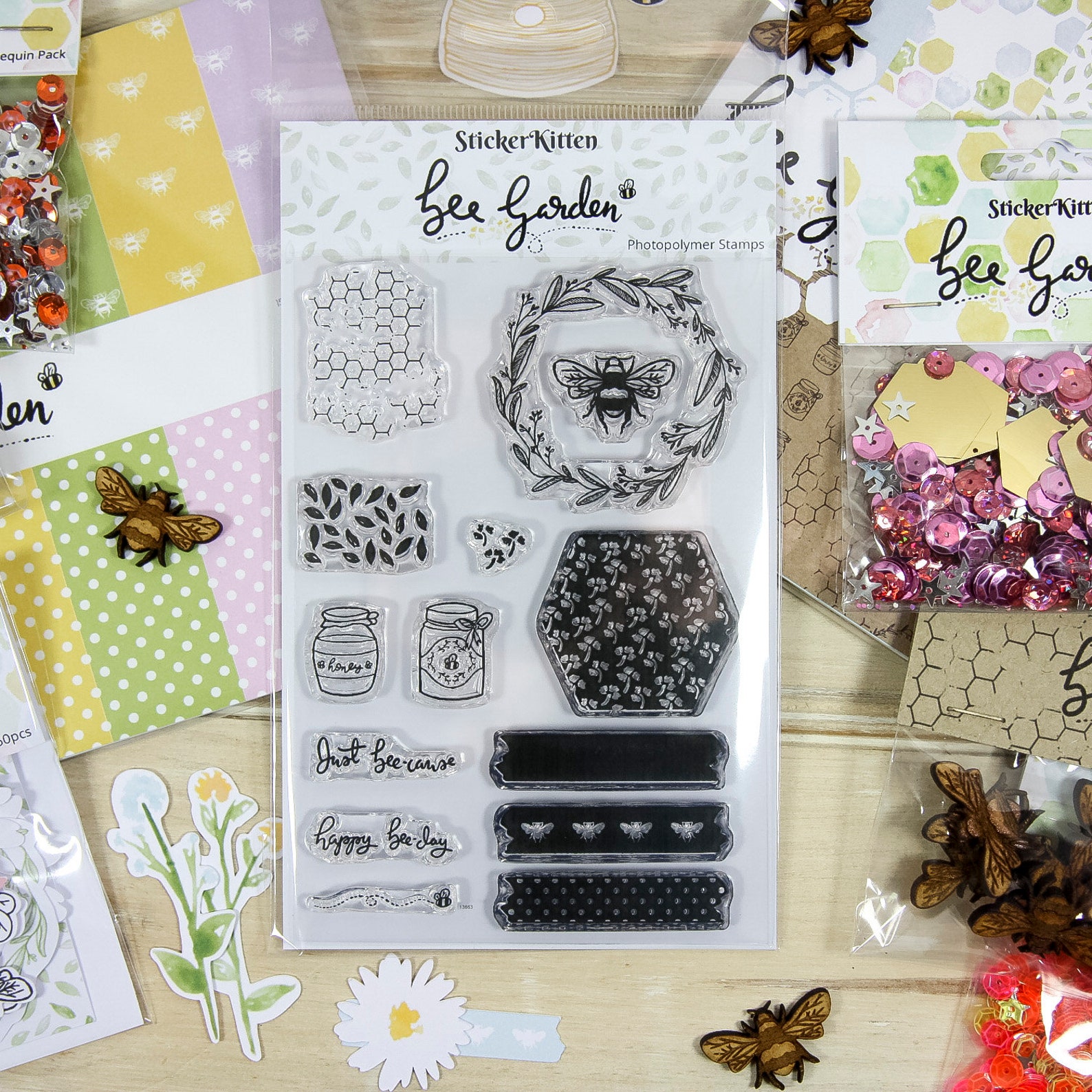 Bee Garden Stamps Photopolymer Clear Stamp Set Bee Stamp - Etsy