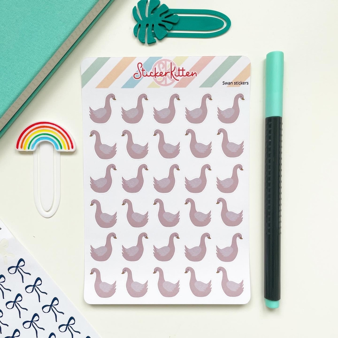Swan Stickers - Cute Bird Planner & Journal Stickers by Stickerkitten ...