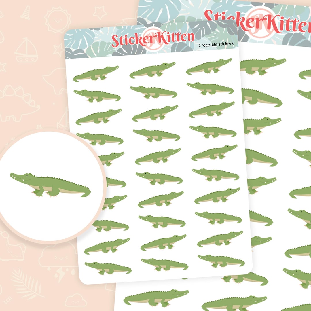 Crocodile Stickers - Cute Alligator Planner Stickers, Jungle Stickers ...