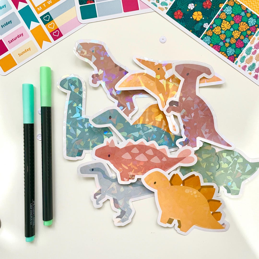Dinosaur Stickers - Holographic Vinyl Dinosaur Sticker for Laptop ...
