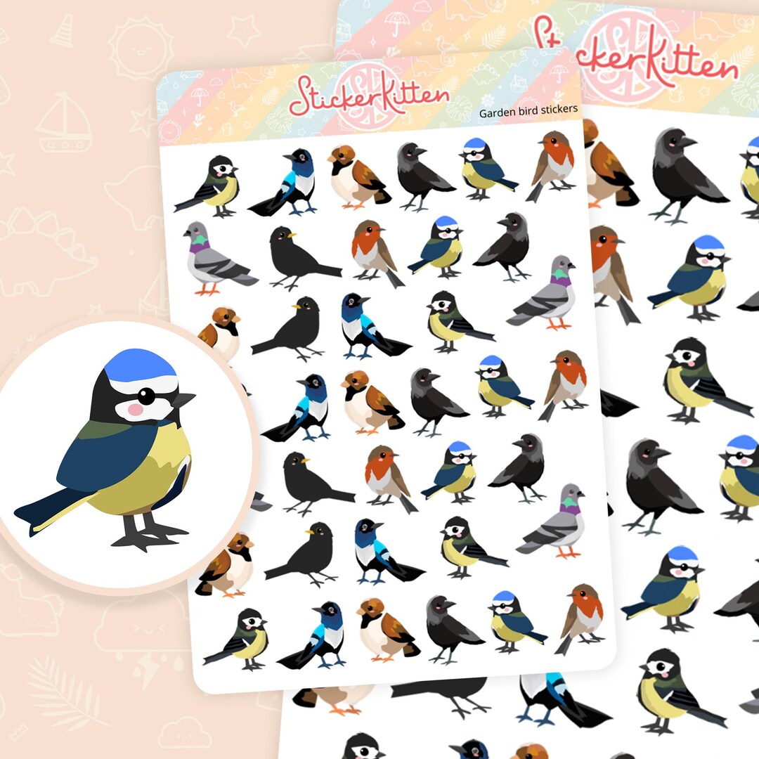 Garden Bird Stickers - Cute Bird Planner Stickers, British Bird ...