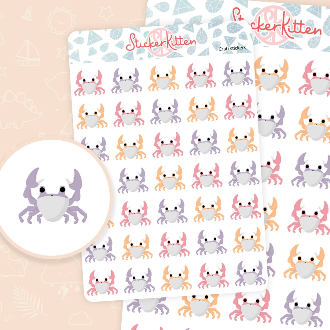 Crab Stickers - Cute Sea Creatures Planner Stickers by Stickerkitten UK ...