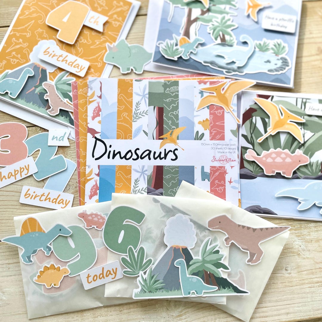 Dinosaurs Papercraft Bundle – 6x6" Patterned Paper Pack and Cute ...