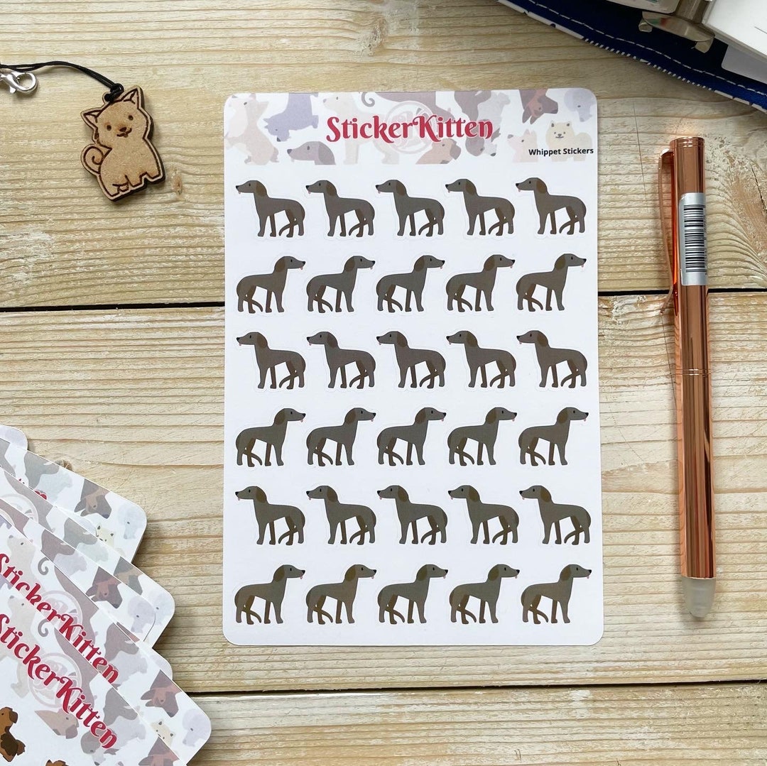 Whippet Stickers - Cute Pet Dog Planner Stickers by Stickerkitten UK - Etsy