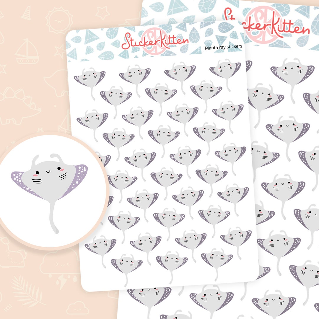 Manta Ray Stickers - Cute Sea Creature Planner Stickers by ...