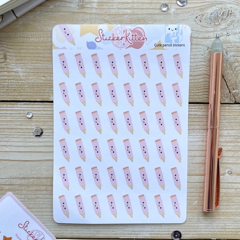 Pencil Stickers - Cute Pencil Planner Stickers, Teacher Stickers, Back ...