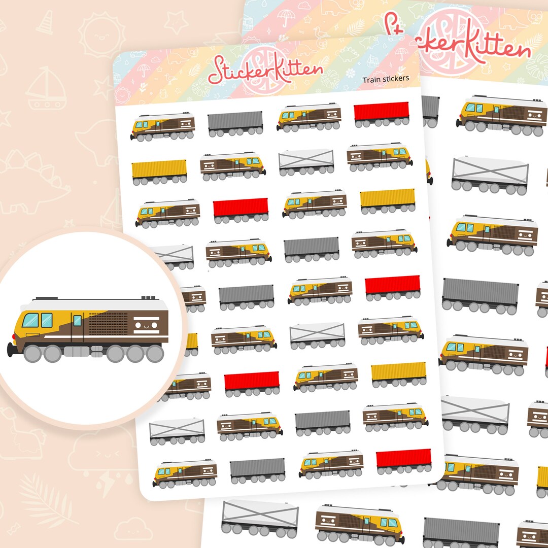 Freight Train Stickers - Cute Railway Goods Train Planner Stickers by ...