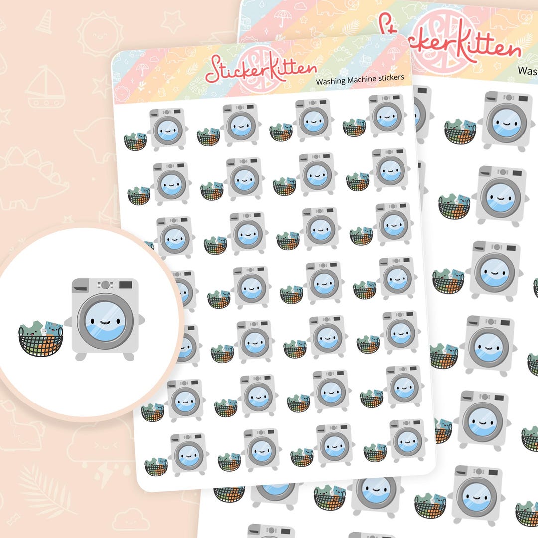 Washing Machine Stickers - Cute Washing Stickers, Laundry Stickers ...