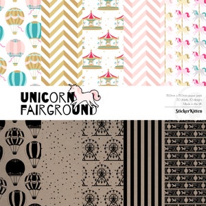 Unicorn Fairground Designer Paper Pack – 6x6 Patterned and Kraft Papers ...