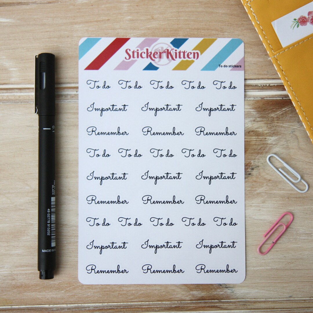 Para hacer / Importante / Recordar pegatinas Pegatinas de texto del ...