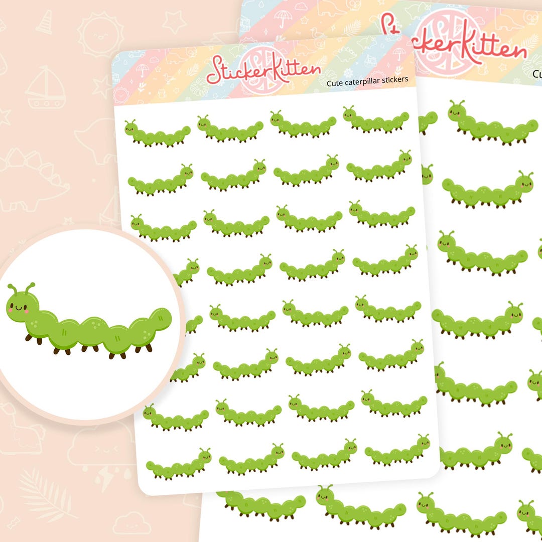 Cute Caterpillar Stickers - Cute Gardening Planner Stickers, Nature ...