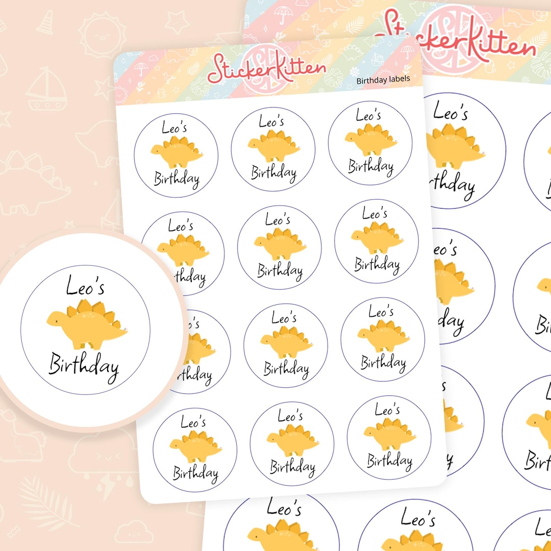 Personalised Birthday Stickers - Custom Name Birthday Party Labels for ...