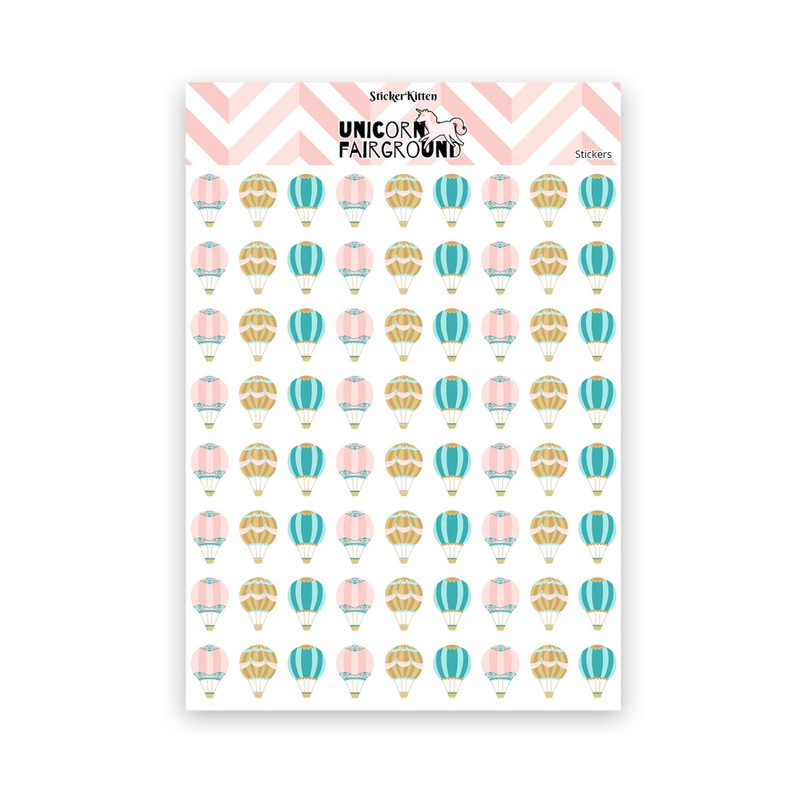 Mini Hot Air Balloon Stickers – Stickerkitten Unicorn Fairground ...