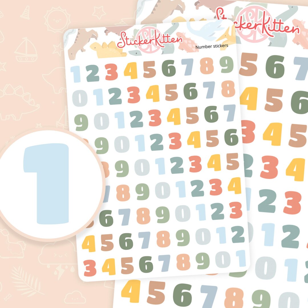 Number Stickers - Cute Number Planner Stickers, Journal Stickers, Date ...