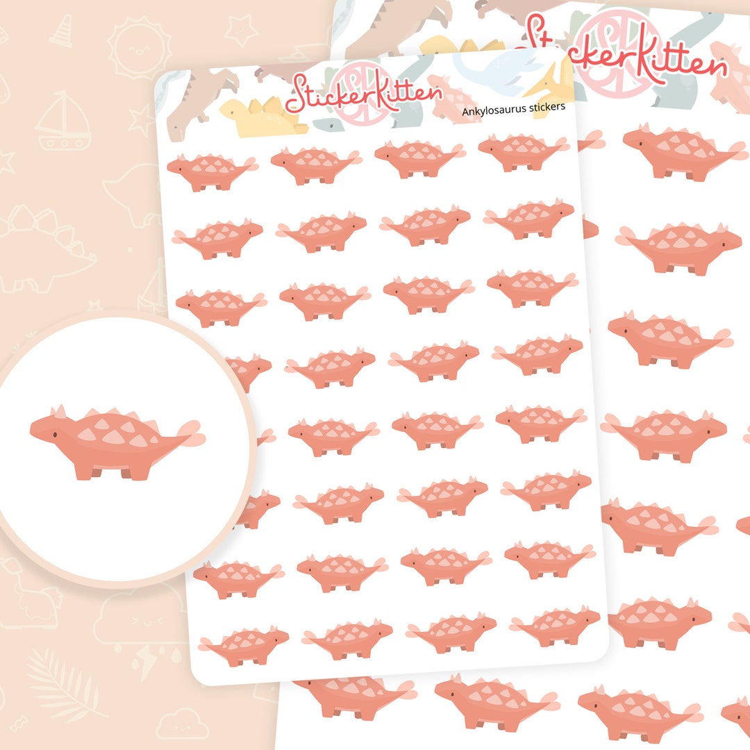 Ankylosaurus Stickers - Cute Dinosaur Planner Stickers by Stickerkitten ...
