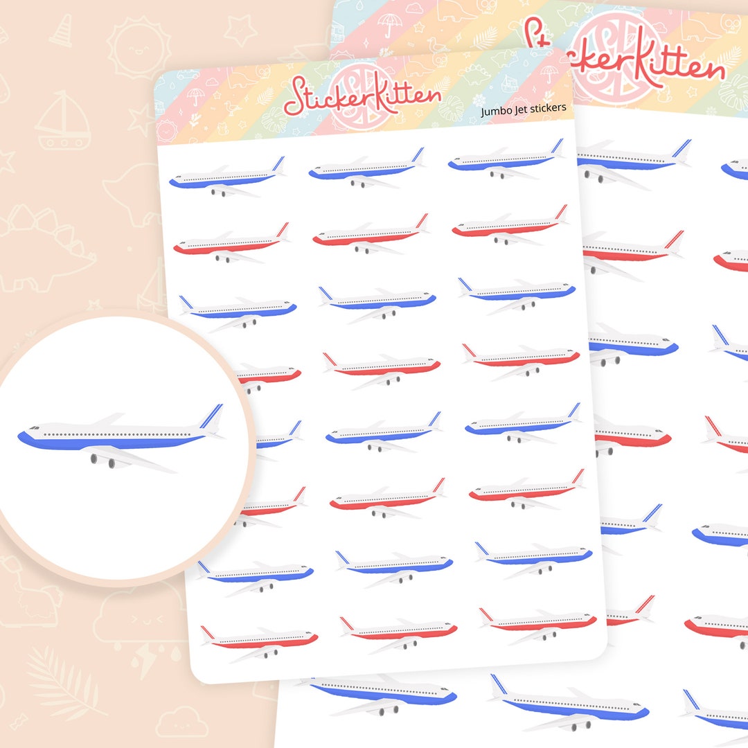 Plane Stickers - Cute Aeroplane Jumbo Jet Airplane Planner Stickers by ...