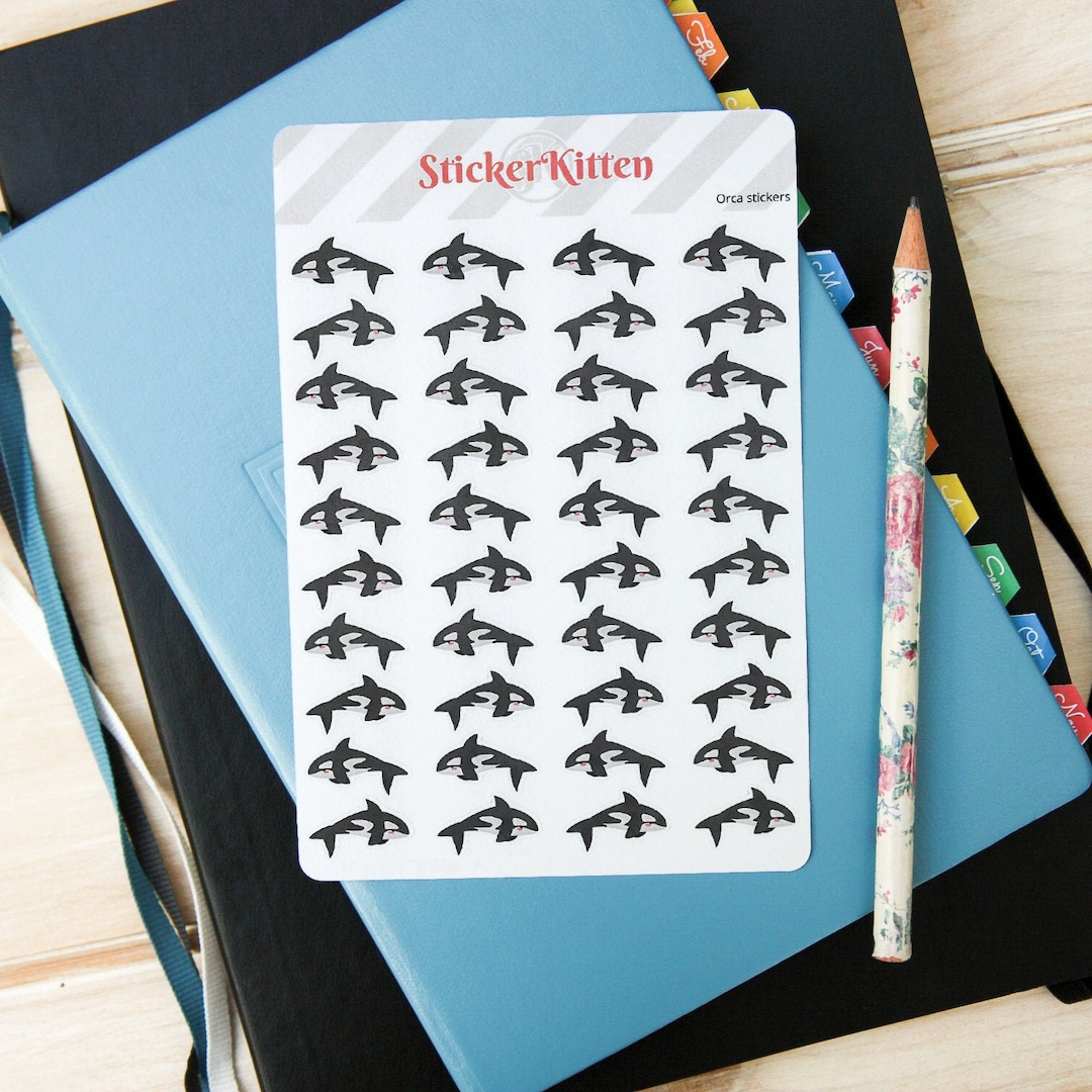 Orca / Killer Whale Stickers - Cute Planner Stickers by Stickerkitten ...
