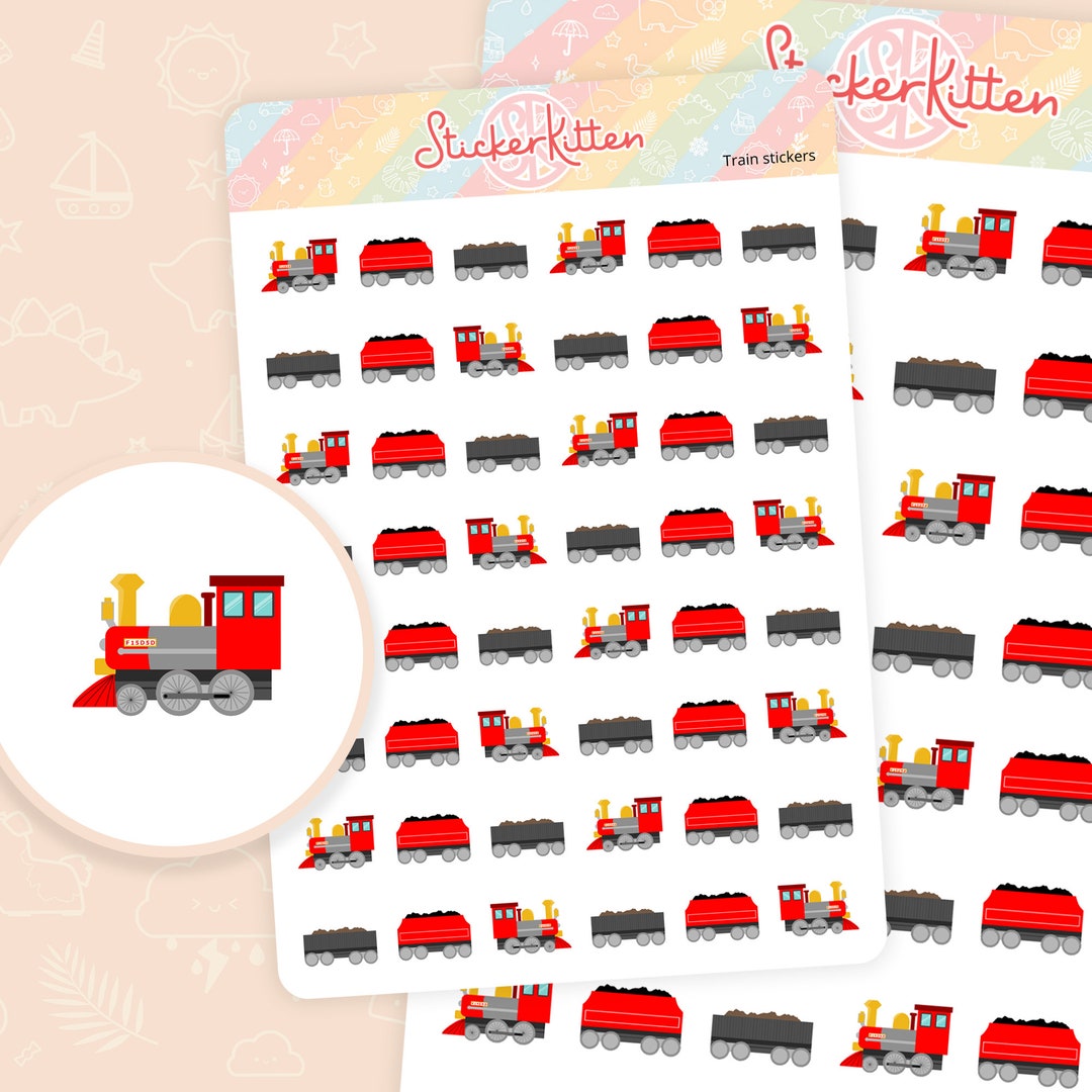 Steam Train Stickers - Cute Railway Planner Stickers by Stickerkitten ...