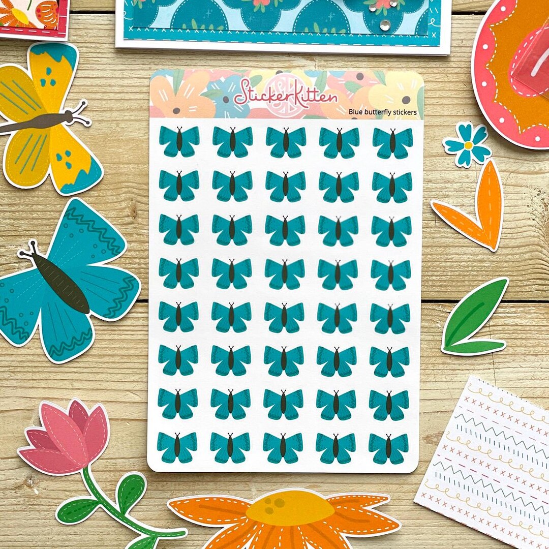 Blue Butterfly Stickers – Common Blue UK Butterfly Planner Stickers ...