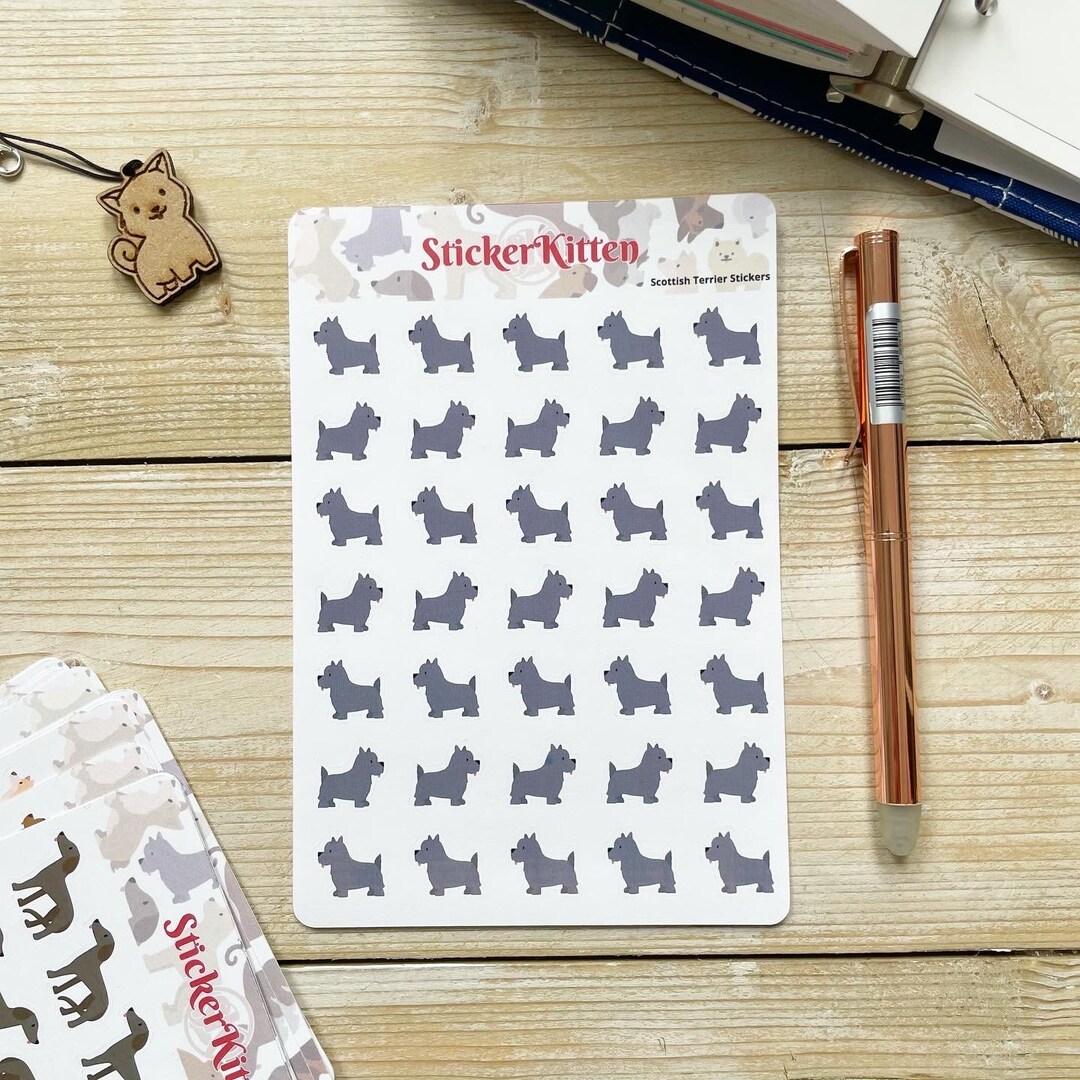 Scottish Terrier Stickers - Cute Scottie Dog Pet Planner Stickers by ...