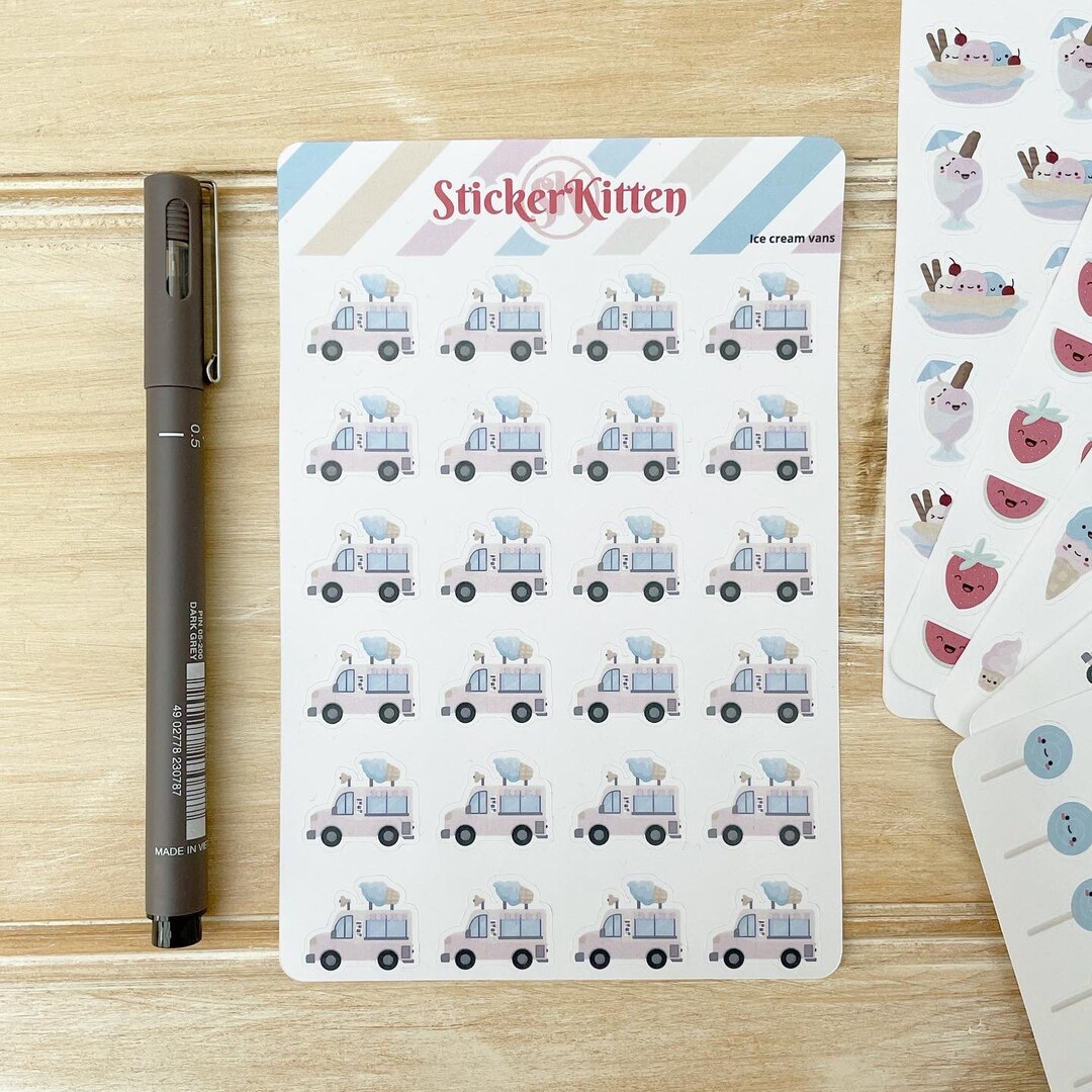 Ice Cream Van Stickers - Cute Summer Ice Cream Truck Planner Stickers ...