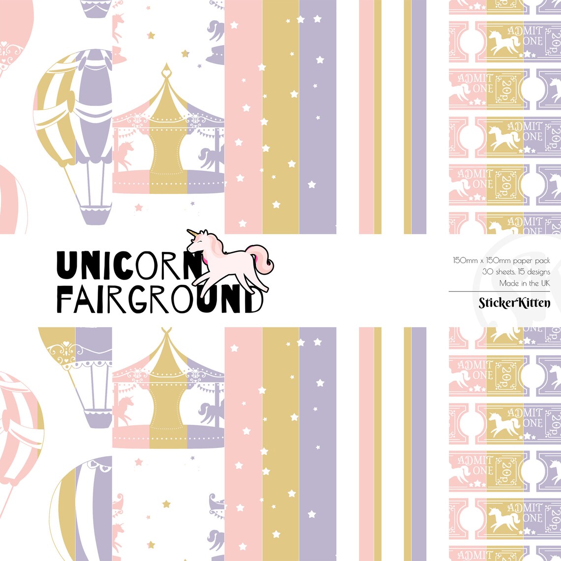 Unicorn Fairground Basics Paper Pack 6x6 Patterned Papers - Etsy