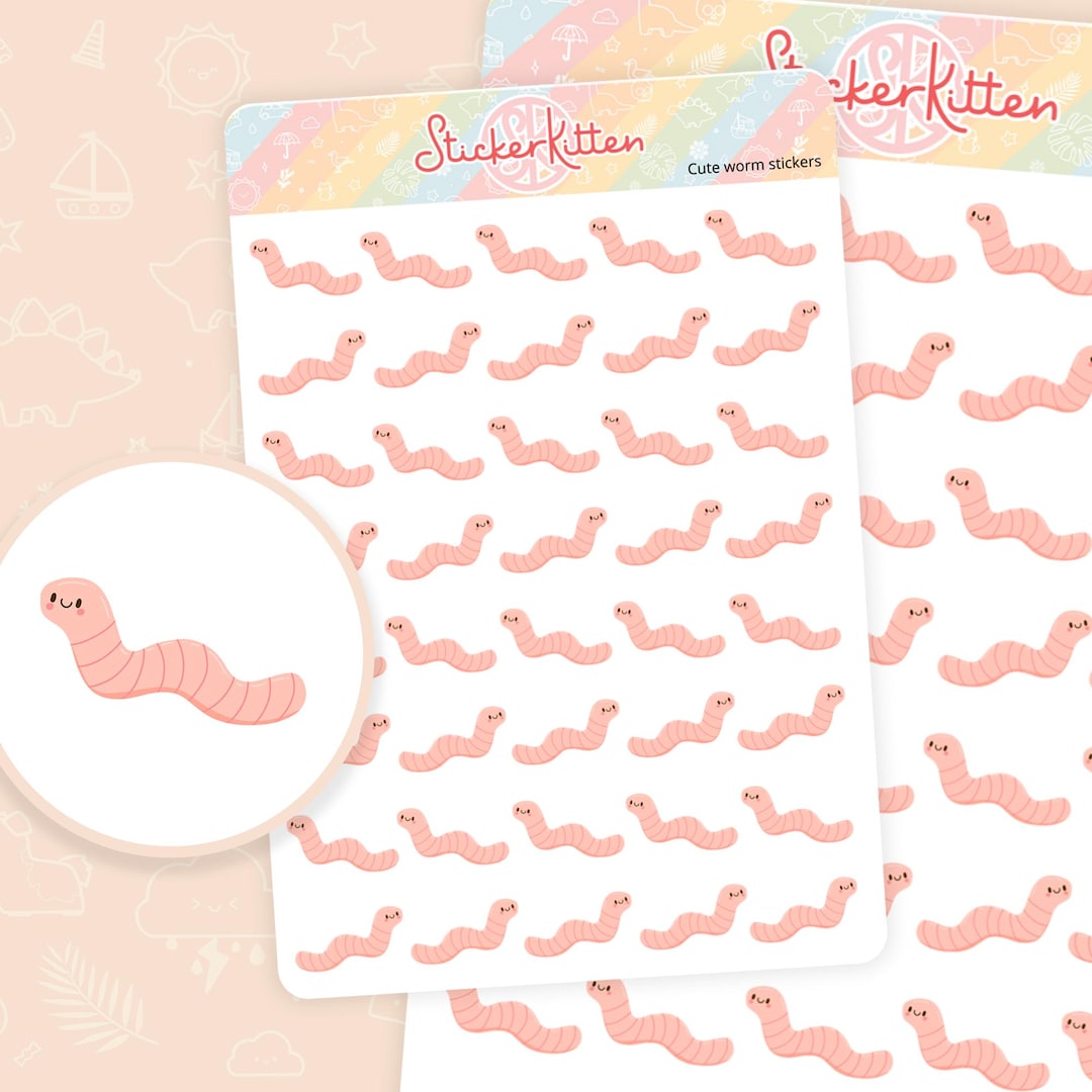 Cute Worm Stickers - Cute Gardening Planner Stickers, Nature Stickers ...