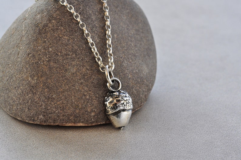 Silver Acorn Necklace Tiny Acorn Pendant Acorn Jewellery | Etsy