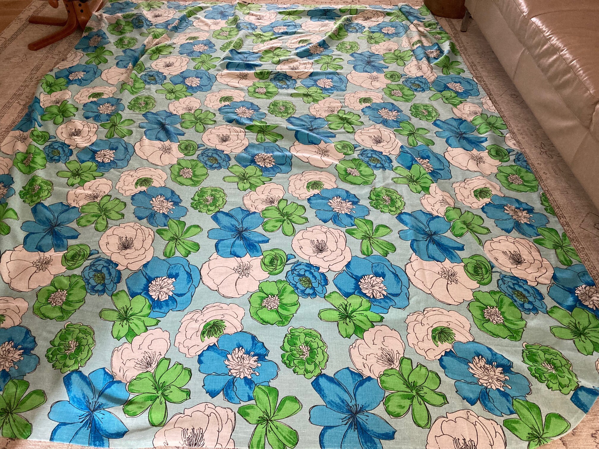 Vintage Seventies Cotton Twin Bedspread/bed Cover/day Bed Cover/blue ...