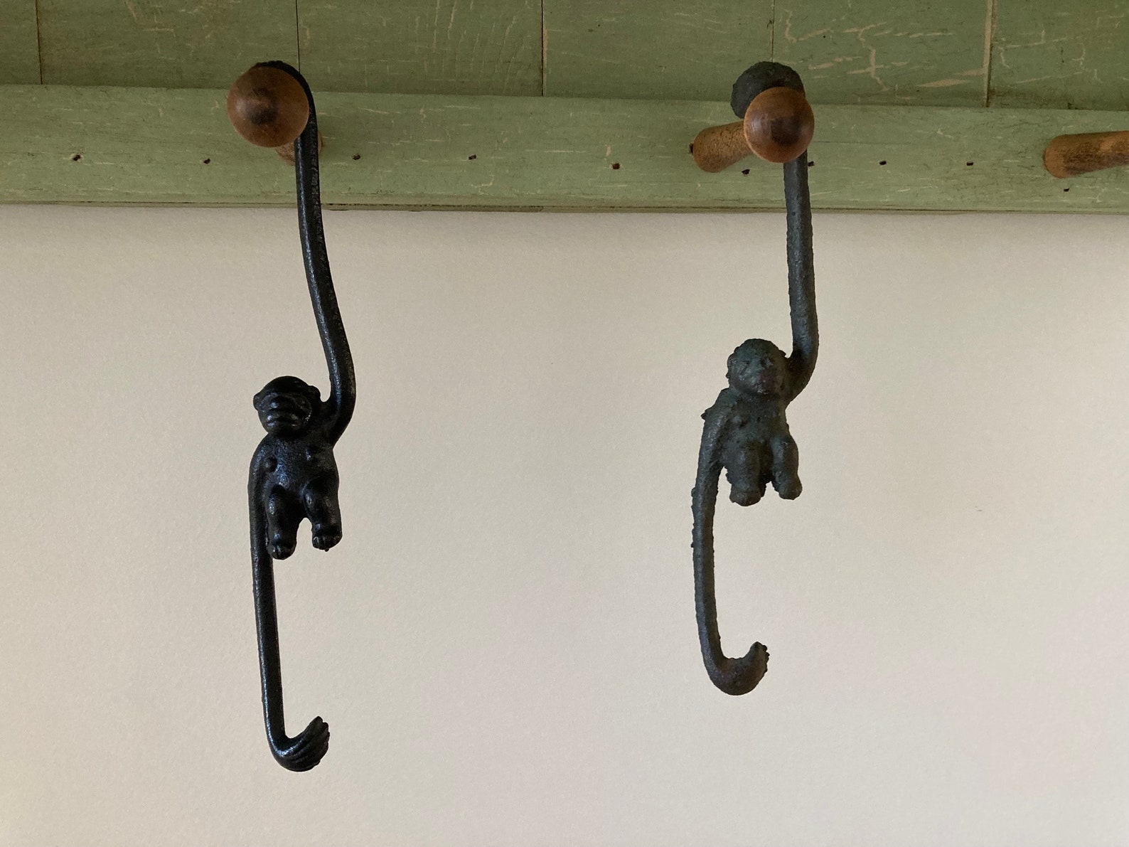 Vintage Mid Century Modern Cast Iron Hanging and Connecting Monkeys ...