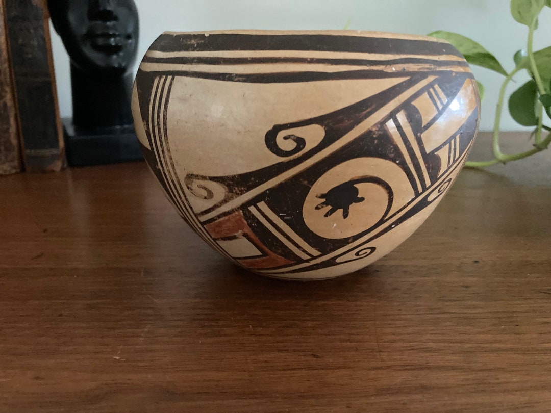 Vintage Hand Made Hopi Pueblo Polychrome Pottery BOWL 6" X 4.25" - Etsy