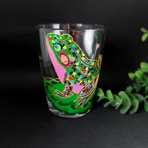 Frog Coffee Mug Personalized Hand Painted Pink Frog Glass Mug Gift for ...