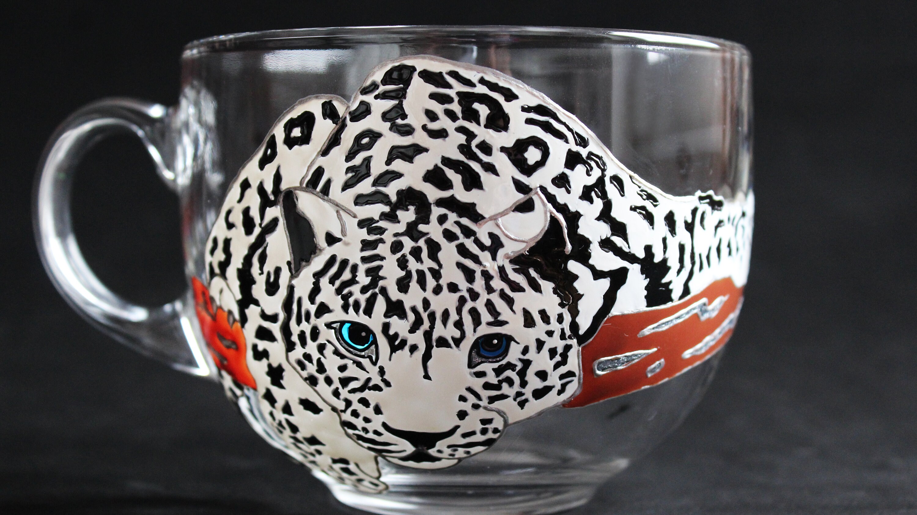 Snow Leopard Mug Personalized big coffee mug hand painted | Etsy