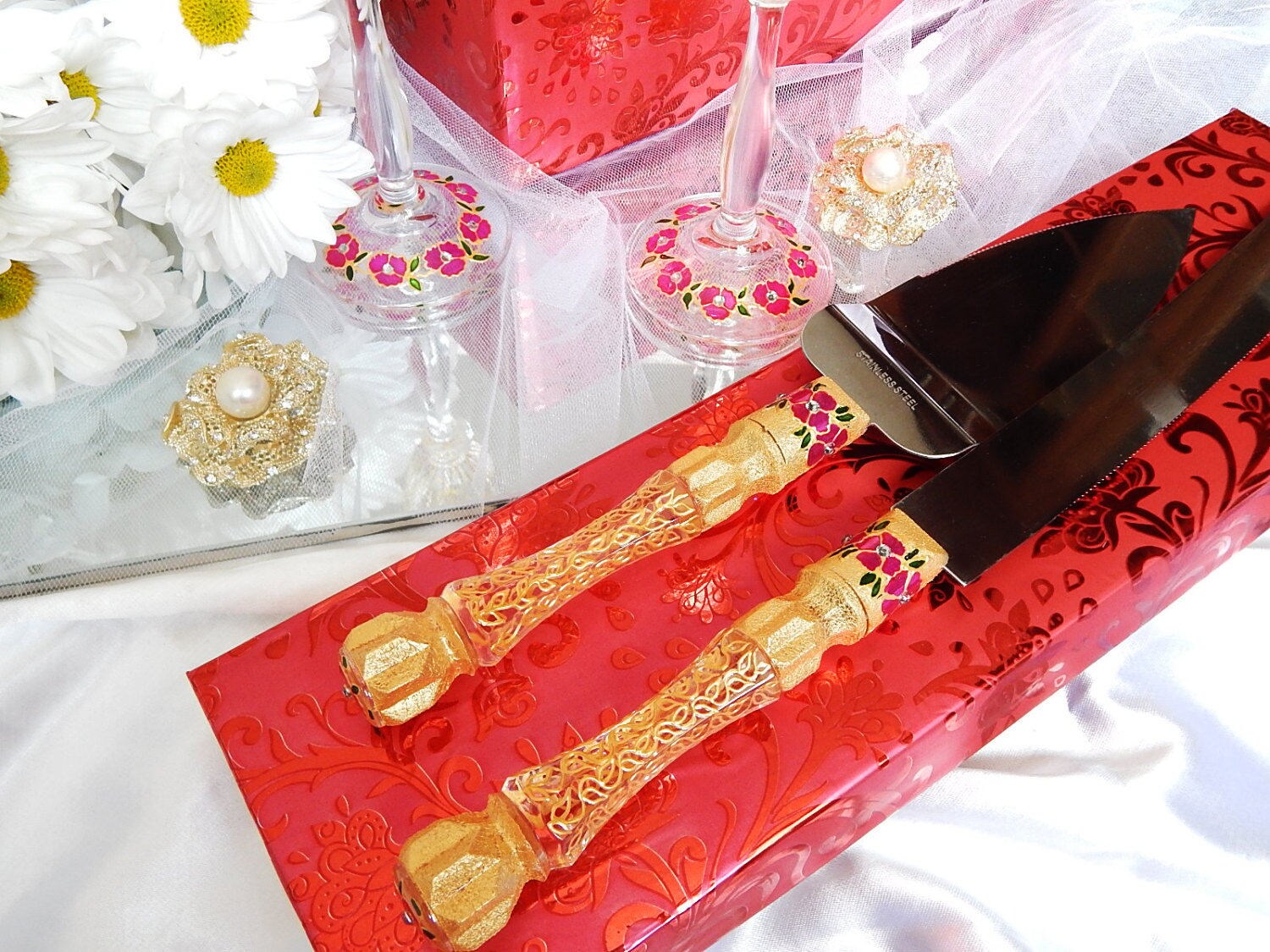 Wedding Cake Knife Gold Cake Server Cutting Set Cutter Cake | Etsy