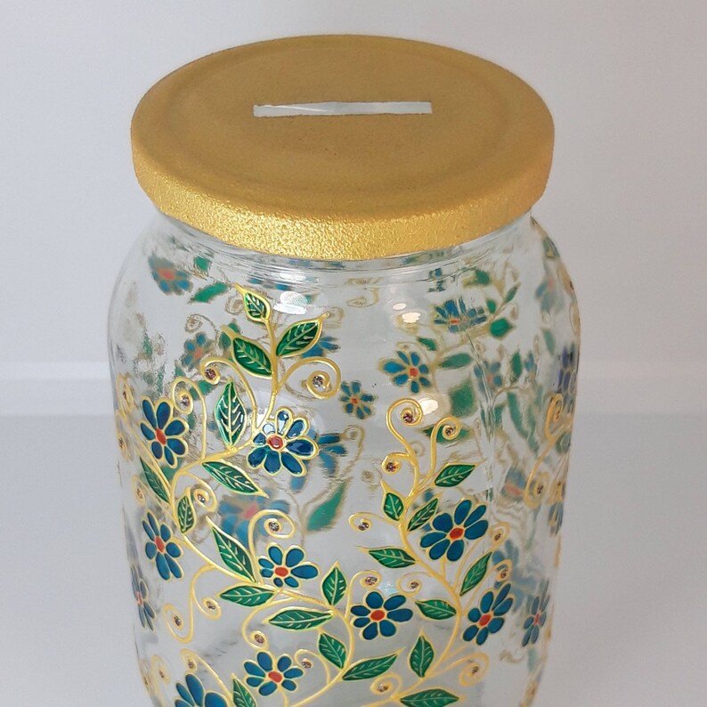 Personalized Big Coin Bank Hand Painted Flower Bank Gift - Etsy