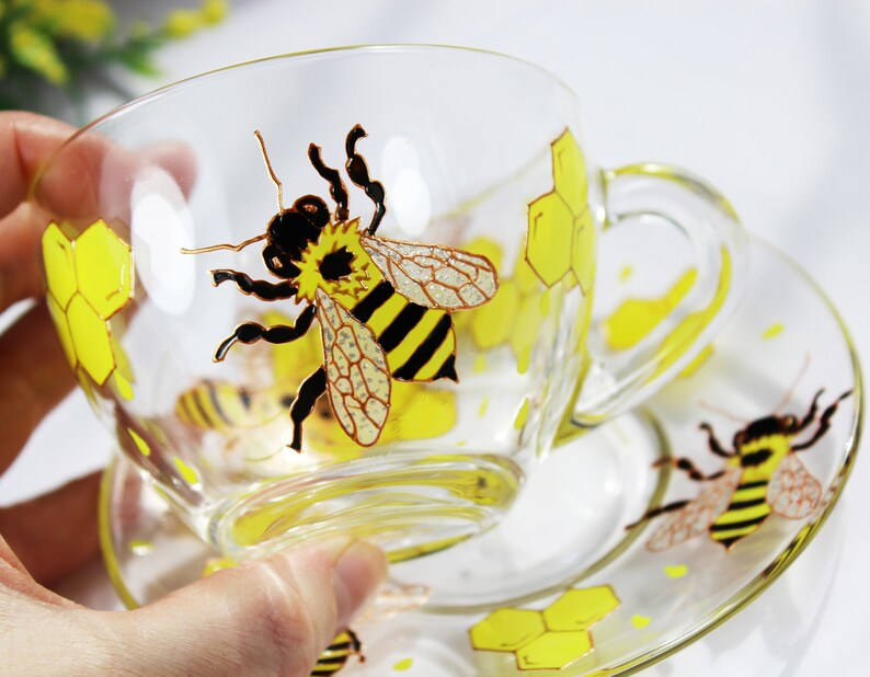 Bee Tea Cup and Saucer Set Personalized Birthday Gift Tea Set - Etsy