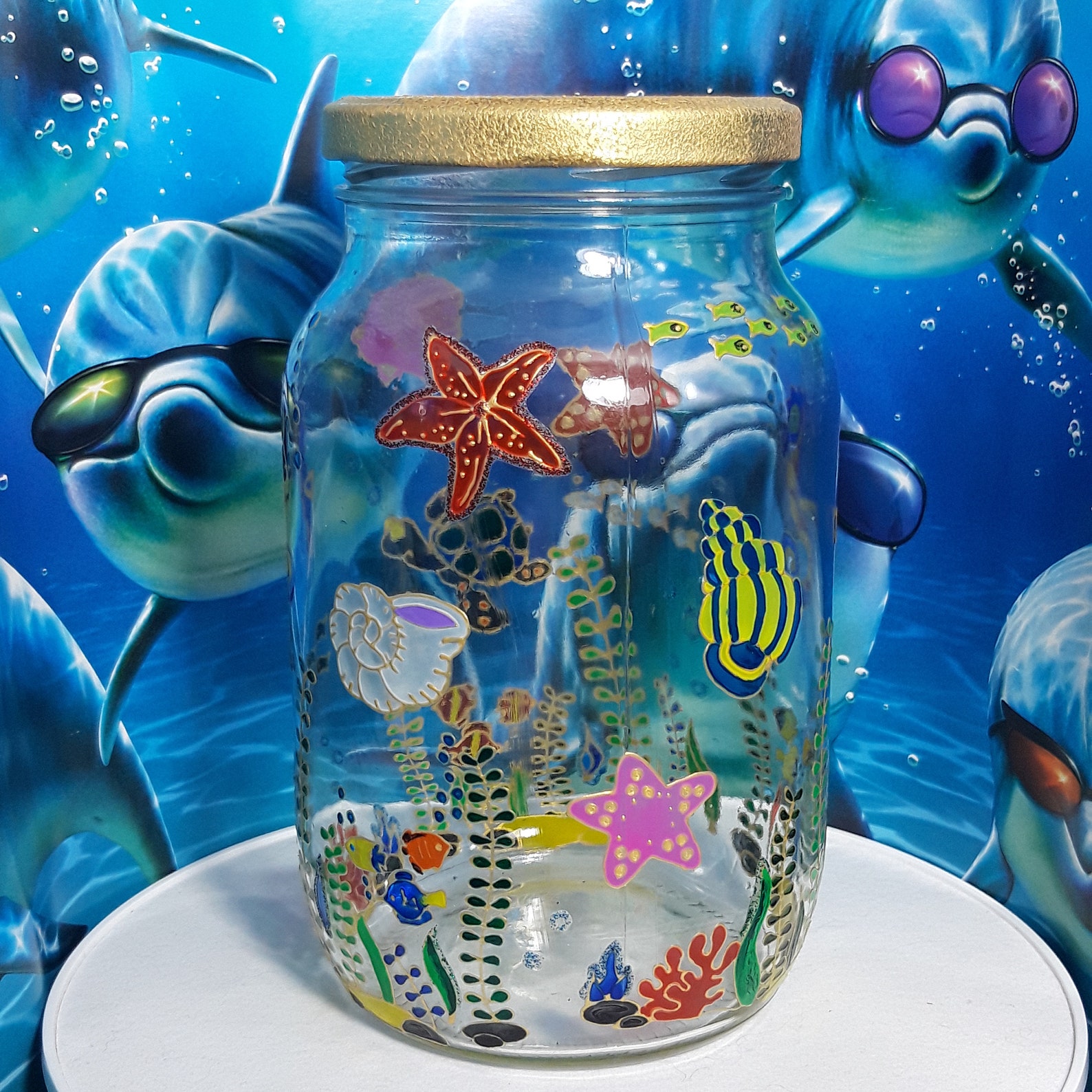 Sea Coin Bank Personalized. Hand Painted Sea Bottom Coin Bank. | Etsy