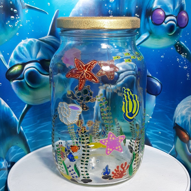 Sea Coin Bank Personalized. Hand Painted Sea Bottom Coin Bank. - Etsy