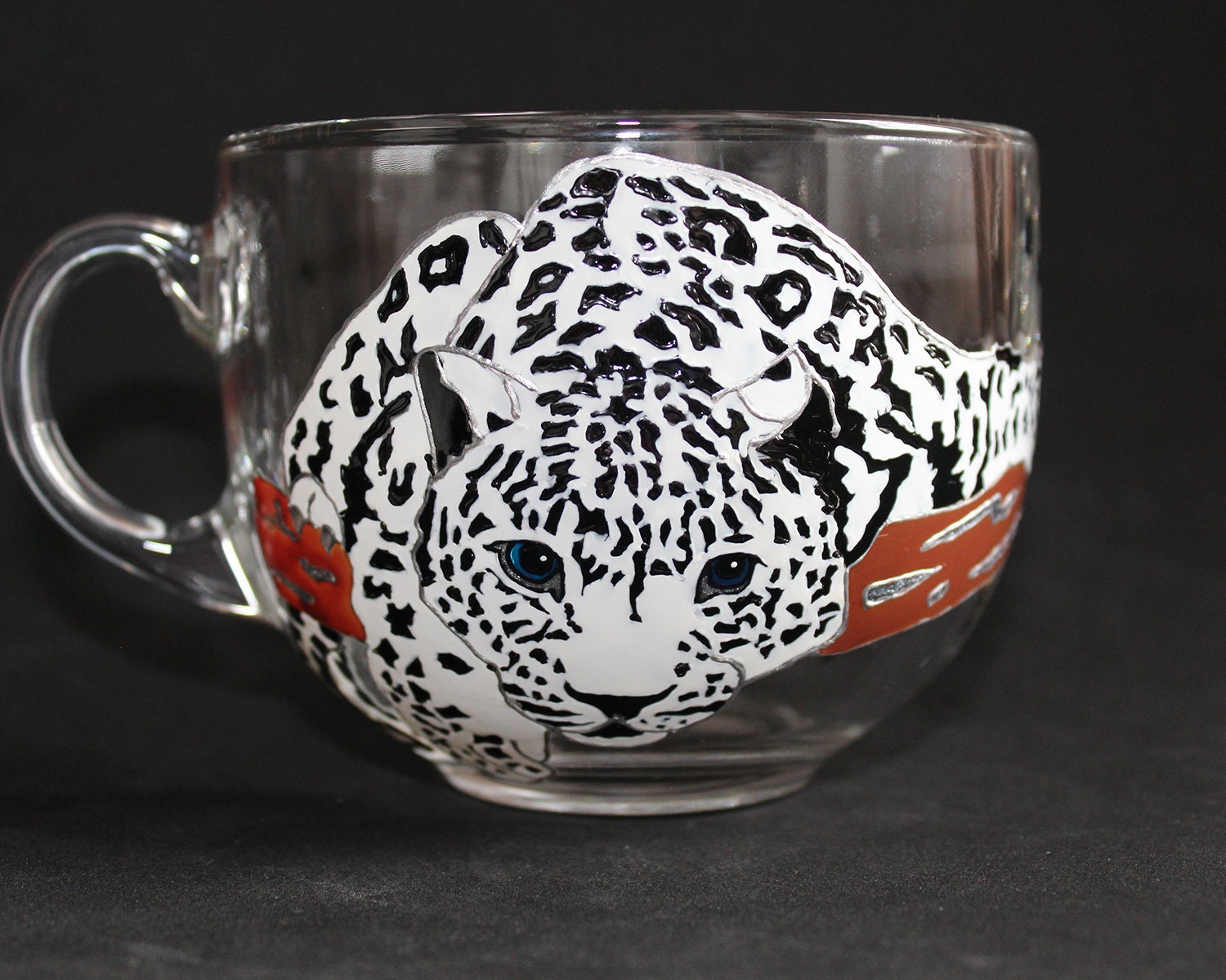 Snow Leopard Mug Personalized big coffee mug hand painted | Etsy
